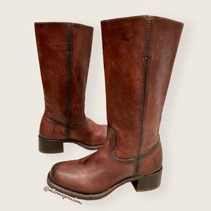 Frye | Shoes | Frye Campus 4l Dark Brown Leather Knee High Tall Square ...
